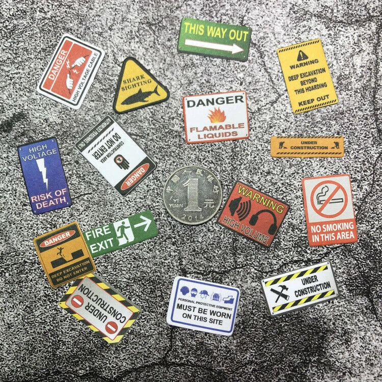 1/12 Prop Warning Signs (Set of 15) - Suitable for 6'" Inch Action Fig ...