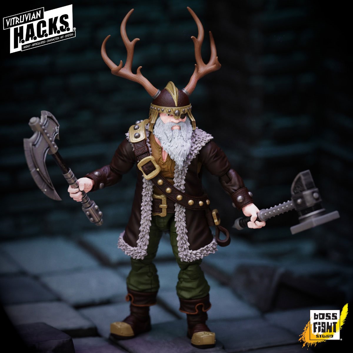 Vitruvian H.A.C.K.S. Fantasy Wave 8 Grimgrom Dwarf Mercenary Action Fi ...