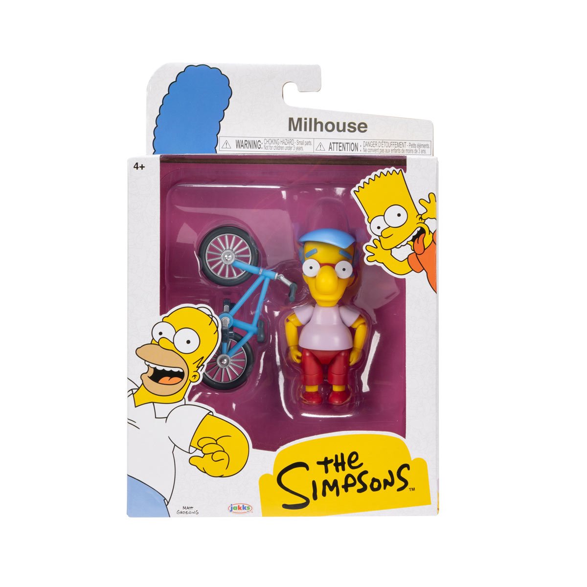 The Simpsons Milhouse with Bicycle 5" inch Scale Action Figure - Jakks ...