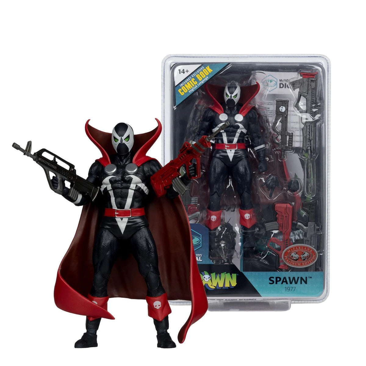 Spawn - 1977 Spawn (with Comic) (Variant) (Red Platinum) 7" Scale Acti ...