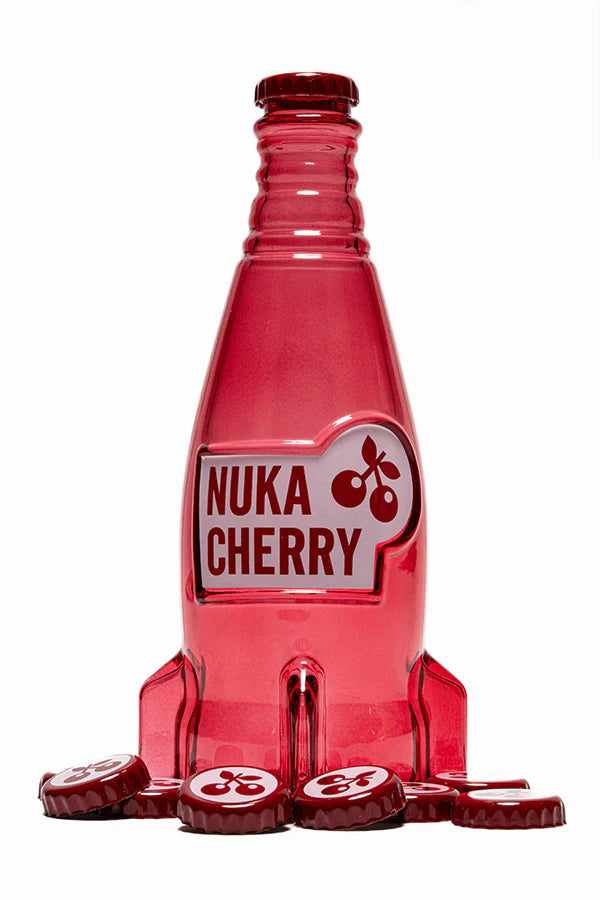 Fallout Nuka Cola Cherry Glass Bottle and Caps – Props & Replicas.co.uk