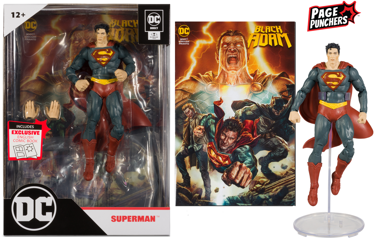Superman 7" Inch Scale Action Figure with Black Adam Comic (Page Punch ...